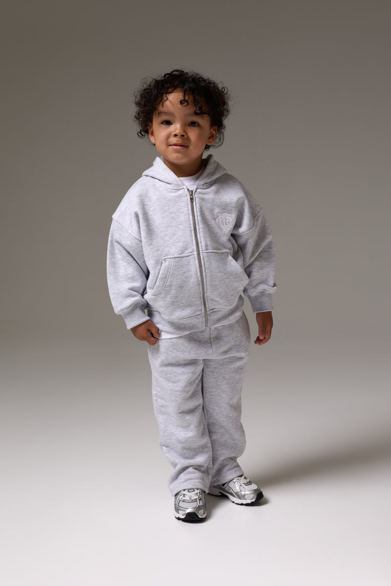 KIDS MONOGRAM EMBLEM APPLIQUE JOGGERS - GREY MARL – The Couture Club