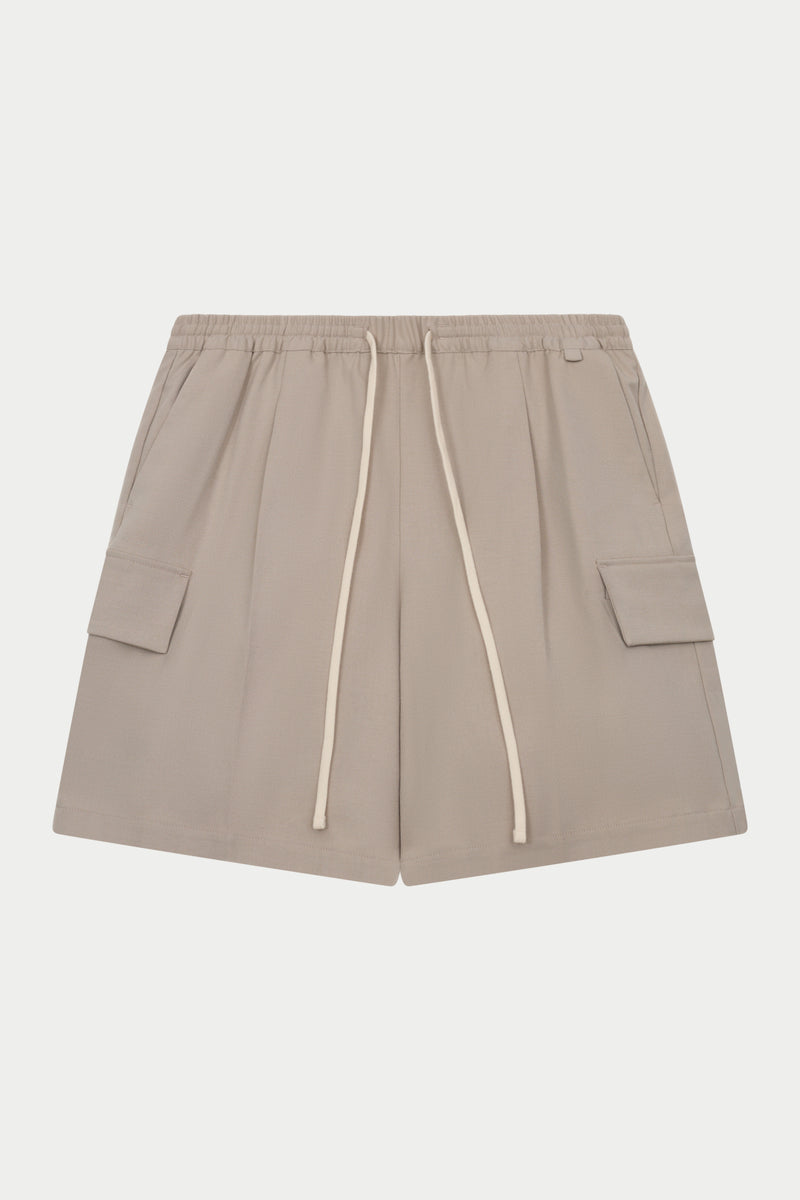 WIDE LEG SIDE POCKET SHORTS - BEIGE – The Couture Club