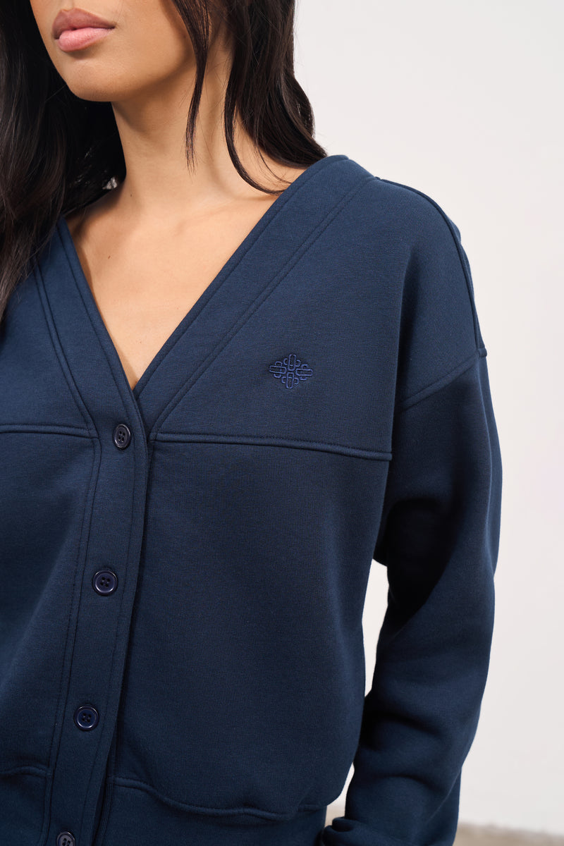 OVERSIZED JERSEY CARDIGAN - NAVY – The Couture Club