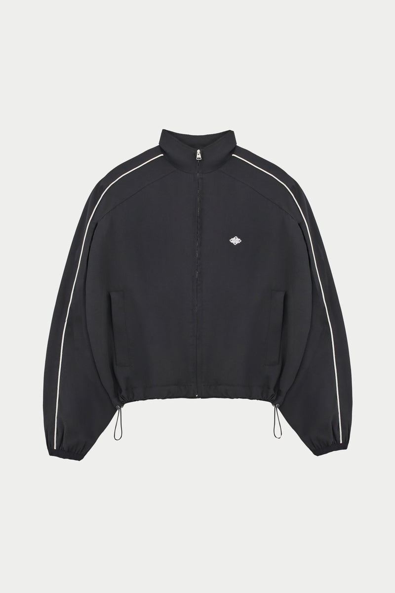 EMBLEM PIPED ZIP THROUGH JACKET - BLACK – The Couture Club