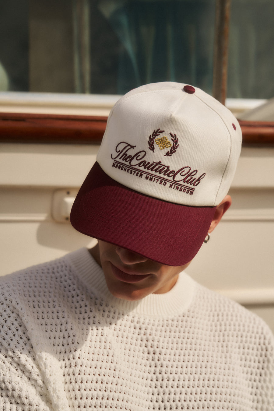 LAUREL EMBROIDERY CAP - BURGUNDY – The Couture Club