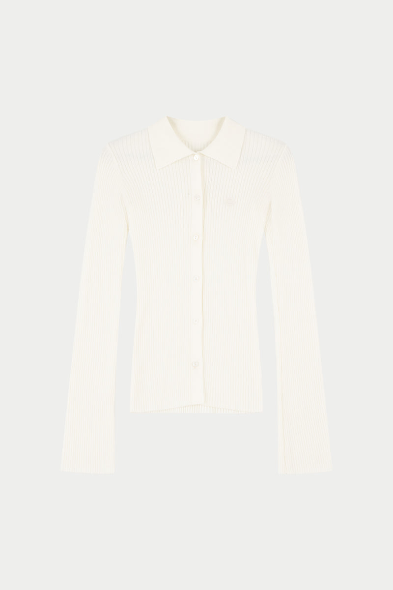 RIBBED KNITTED LONG SLEEVE TOP - CREAM – The Couture Club