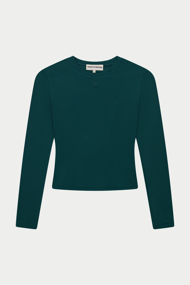 SCULPTING STRETCH LONG SLEEVE TOP - FOREST GREEN – The Couture Club