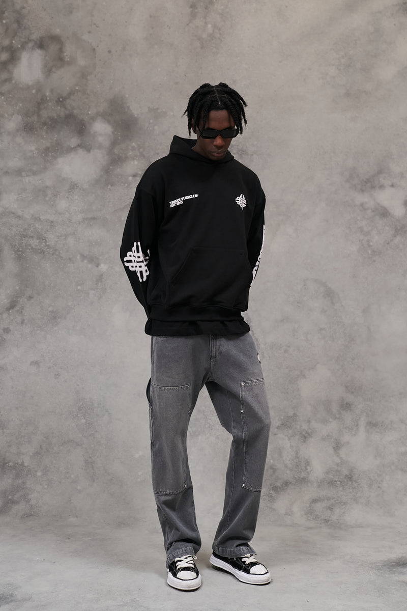 DENIM RIVET DETAIL CARPENTER PANT - BLACK WASH – The Couture Club