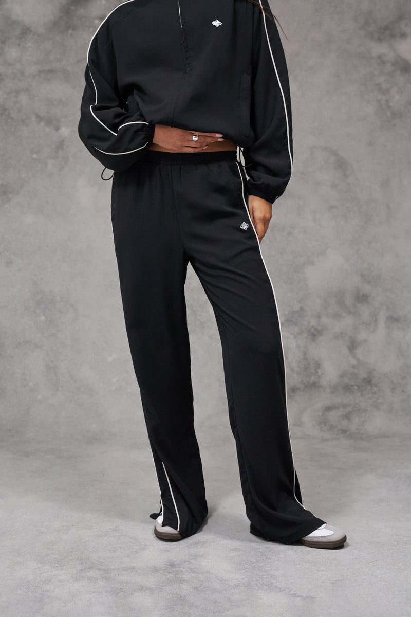EMBLEM PIPED STRAIGHT LEG JOGGERS - BLACK – The Couture Club