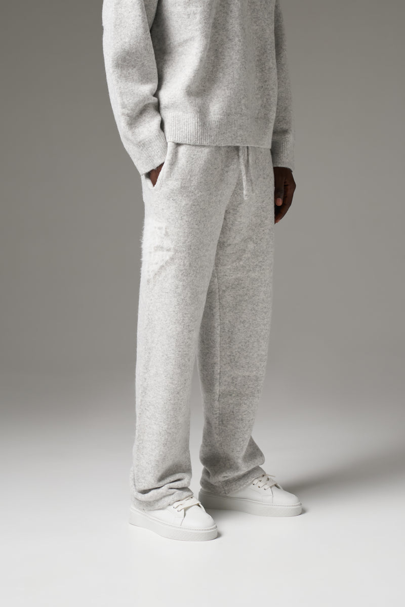 MONOGRAM FLUFFY KNIT JOGGERS - GREY MARL – The Couture Club