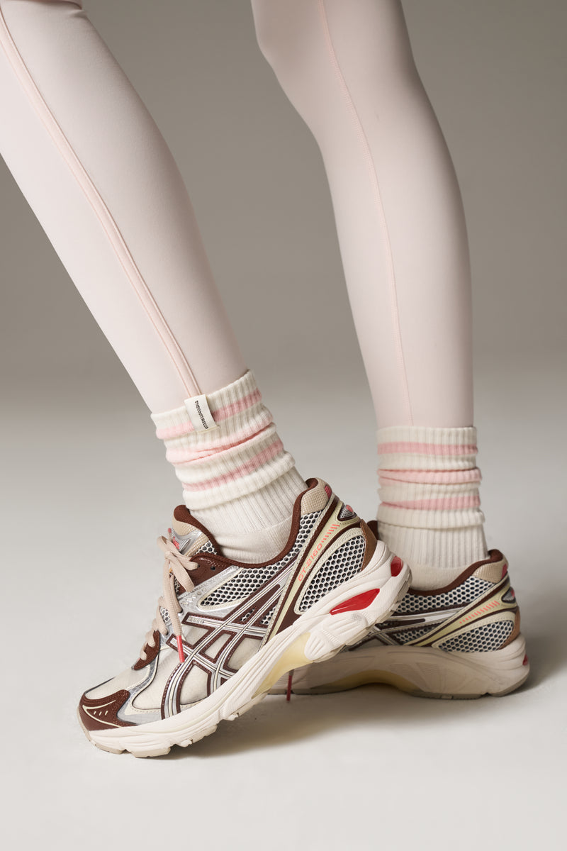 STRIPED BRANDED LABEL SOCK - PINK – The Couture Club