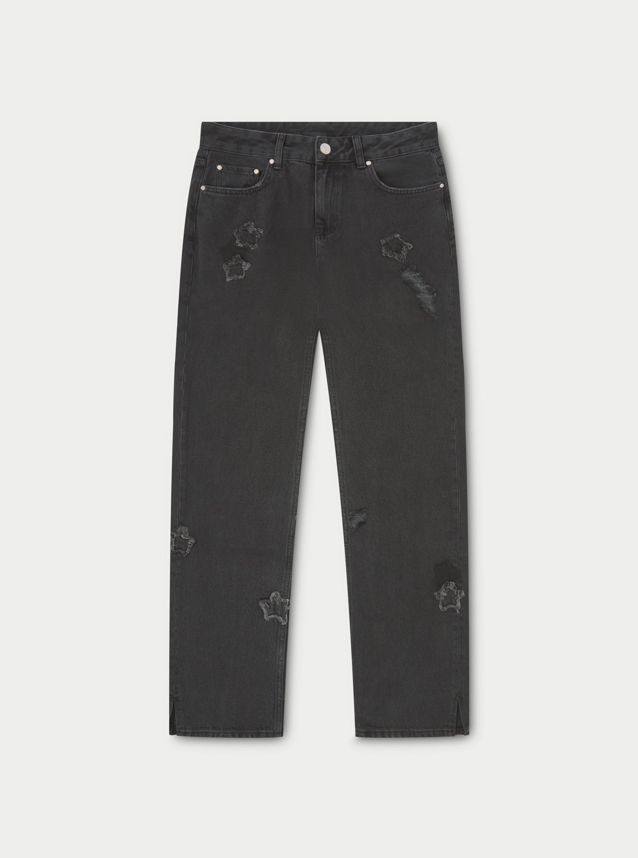 STAR APPLIQUE DENIM JEANS - WASHED BLACK – The Couture Club
