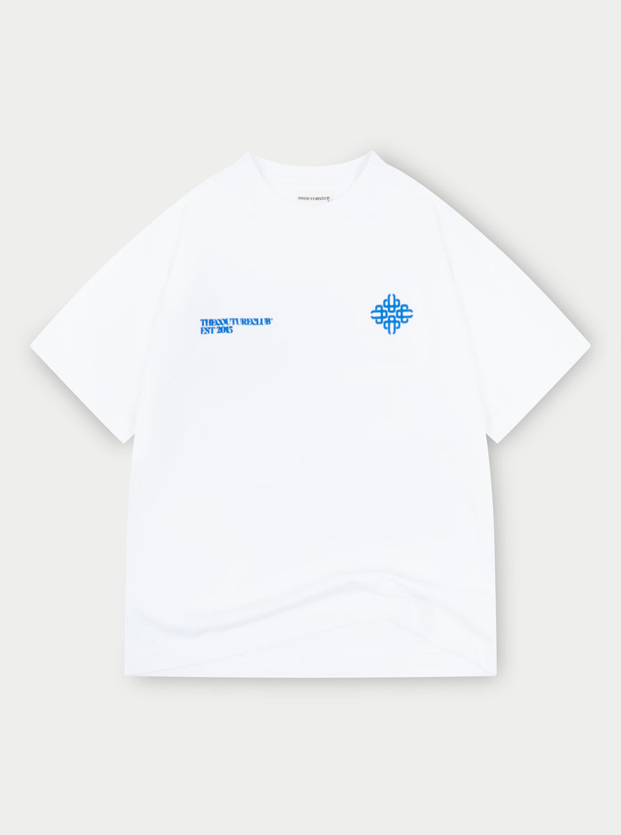 BLURRED GRAPHIC EMBLEM T-SHIRT - COBALT – The Couture Club