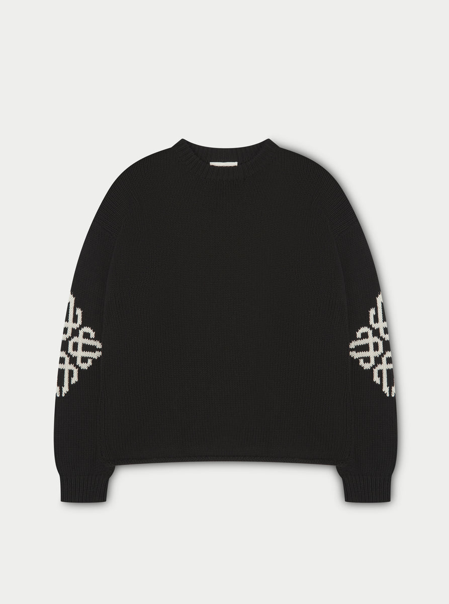 CHUNKY KNIT EMBLEM JUMPER - BLACK – The Couture Club