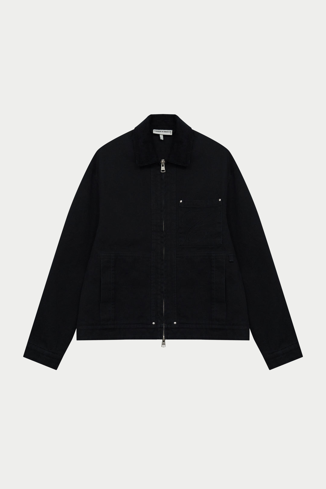 TWILL CONTRAST COLLAR JACKET - WASHED BLACK – The Couture Club