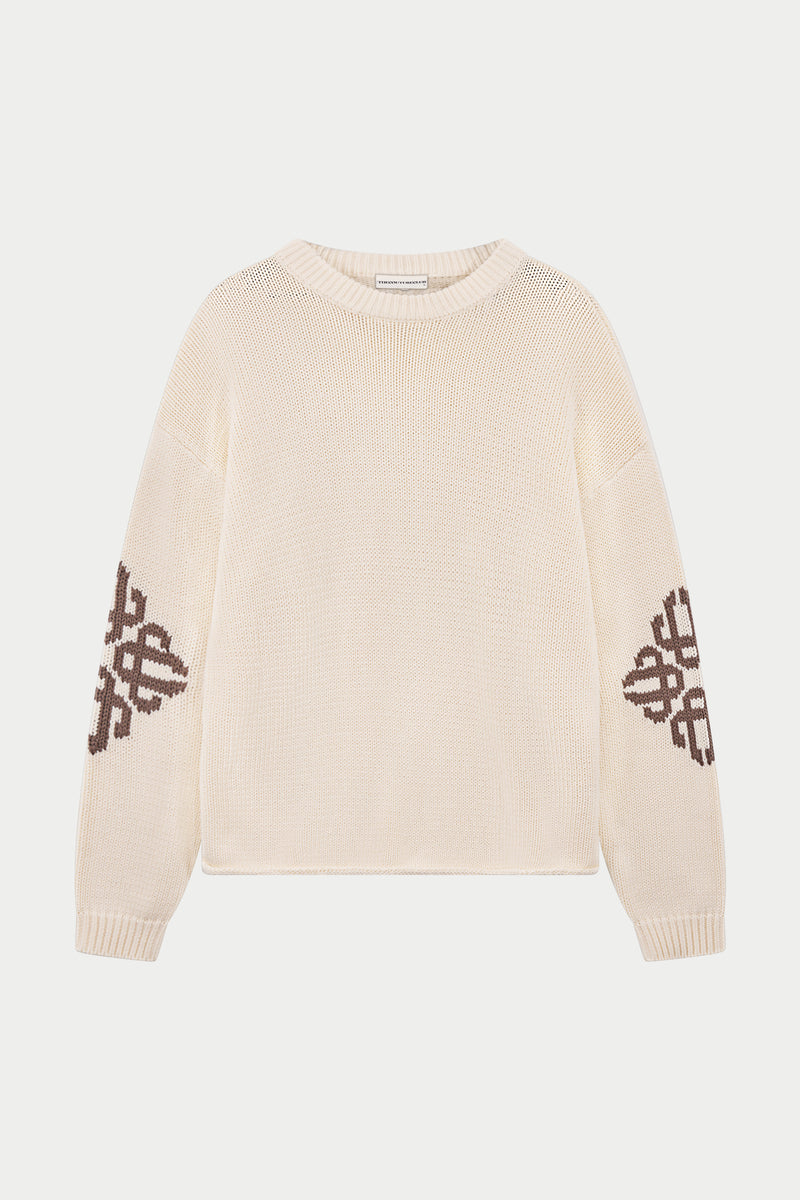 CHUNKY KNIT EMBLEM JUMPER - OFF WHITE – The Couture Club