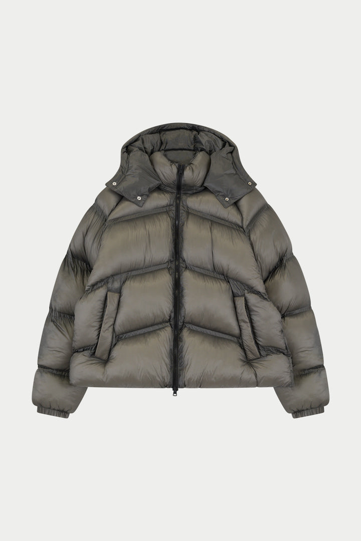 TRANSLUCENT HOODED PUFFER - KHAKI – The Couture Club