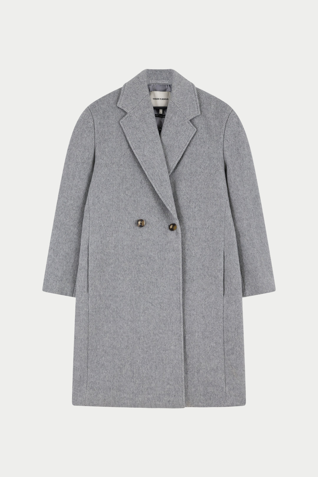 HERRINGBONE WOOL LONGLINE DUSTER COAT - GREY – The Couture Club