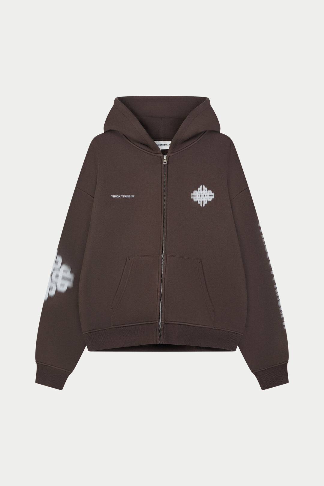 MOTION BLURRED ZIP THROUGH HOODIE - BROWN – The Couture Club