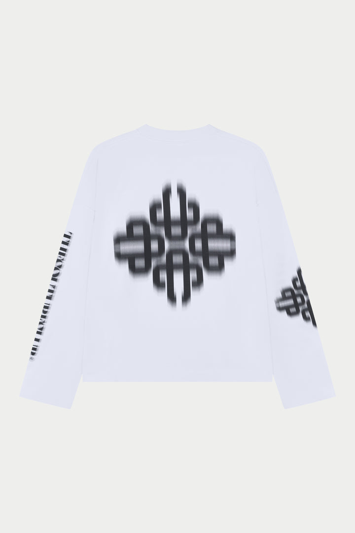 MOTION BLURRED LONG SLEEVE T-SHIRT - WHITE – The Couture Club