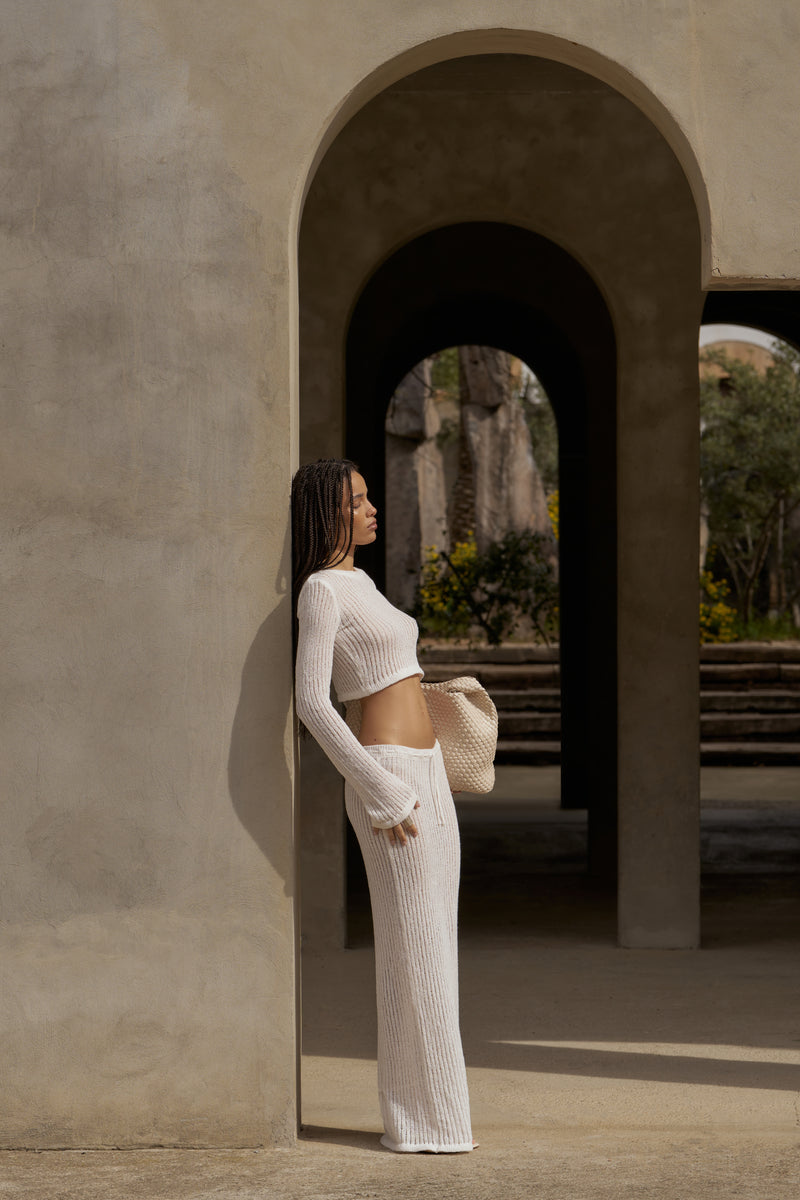 LADDER KNIT MAXI SKIRT - CREAM – The Couture Club