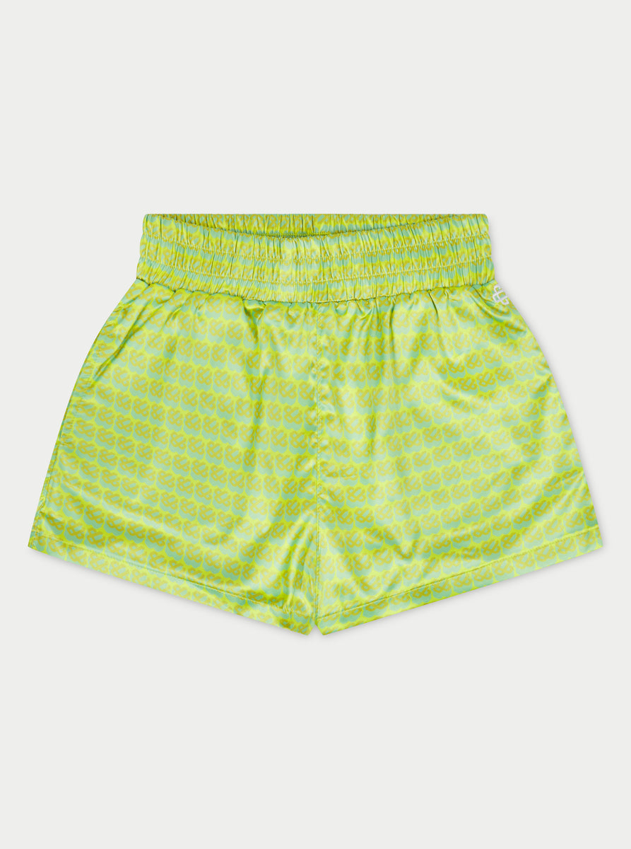 EMBLEM PRINTED RESORT SHORTS - YELLOW – The Couture Club
