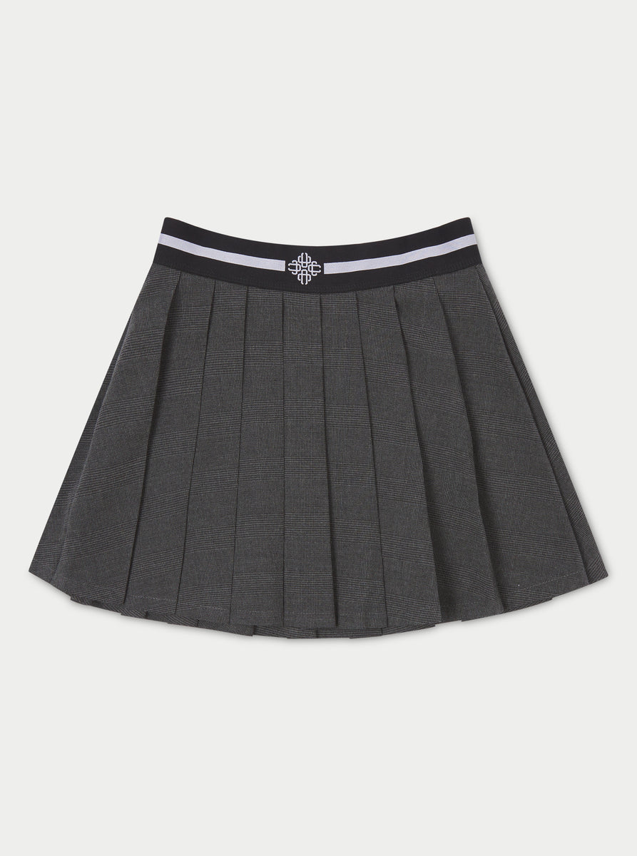 EMBLEM WAISTBAND TENNIS MINI SKIRT - CHARCOAL – The Couture Club