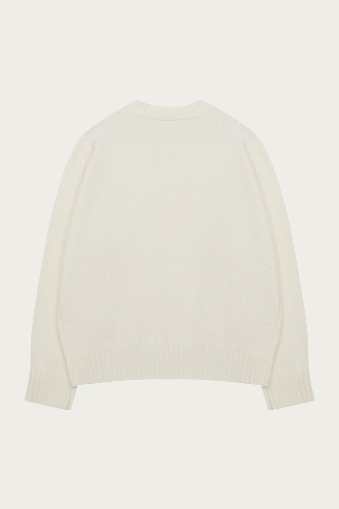 FLUFFY KNIT EMBLEM EMBROIDERED CREW - OFF WHITE – The Couture Club