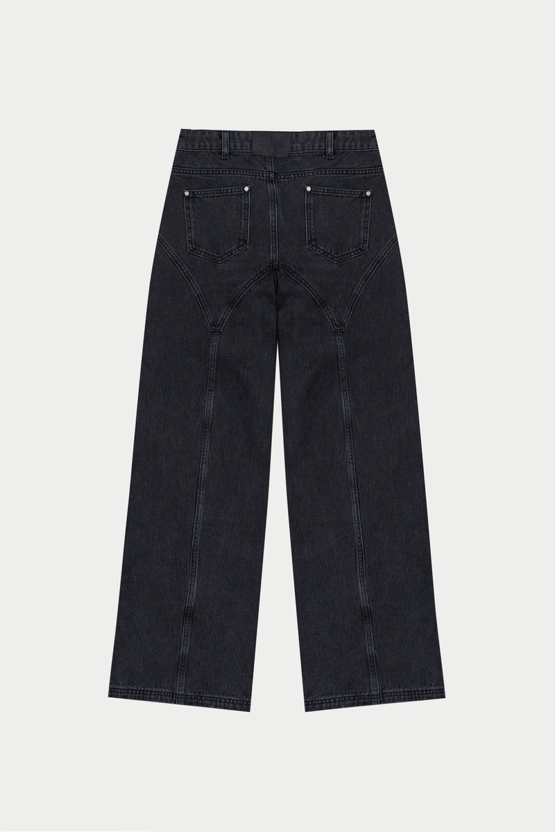 SEAM DETAIL WASHED JEANS - BLACK WASH – The Couture Club