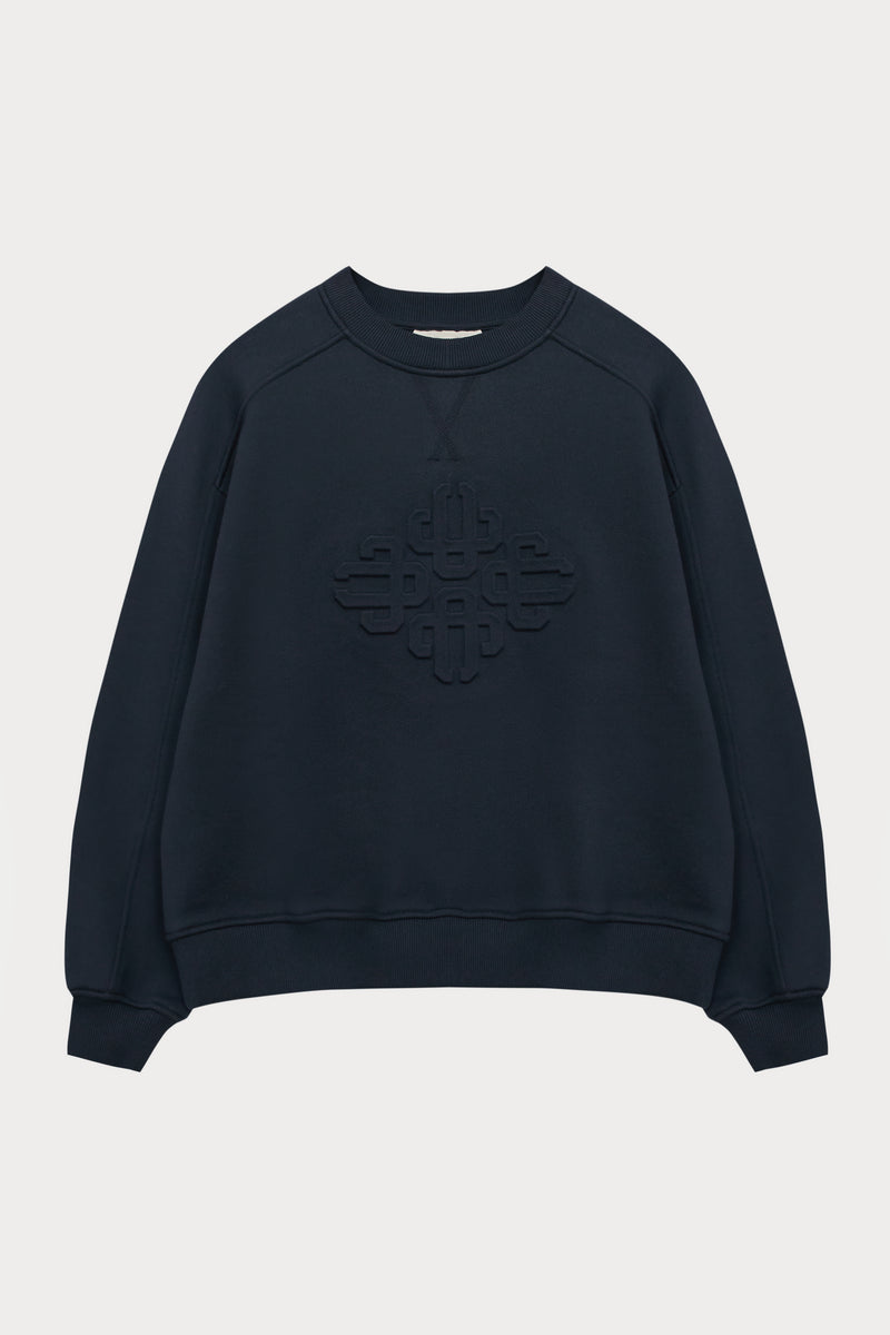 EMBOSSED SWEATSHIRT - NAVY – The Couture Club