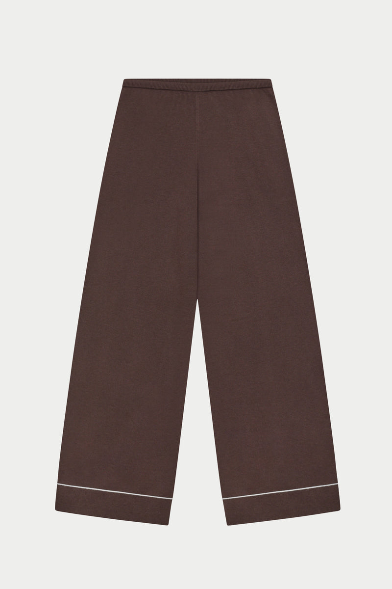 KNITTED PANEL TROUSERS - BROWN – The Couture Club