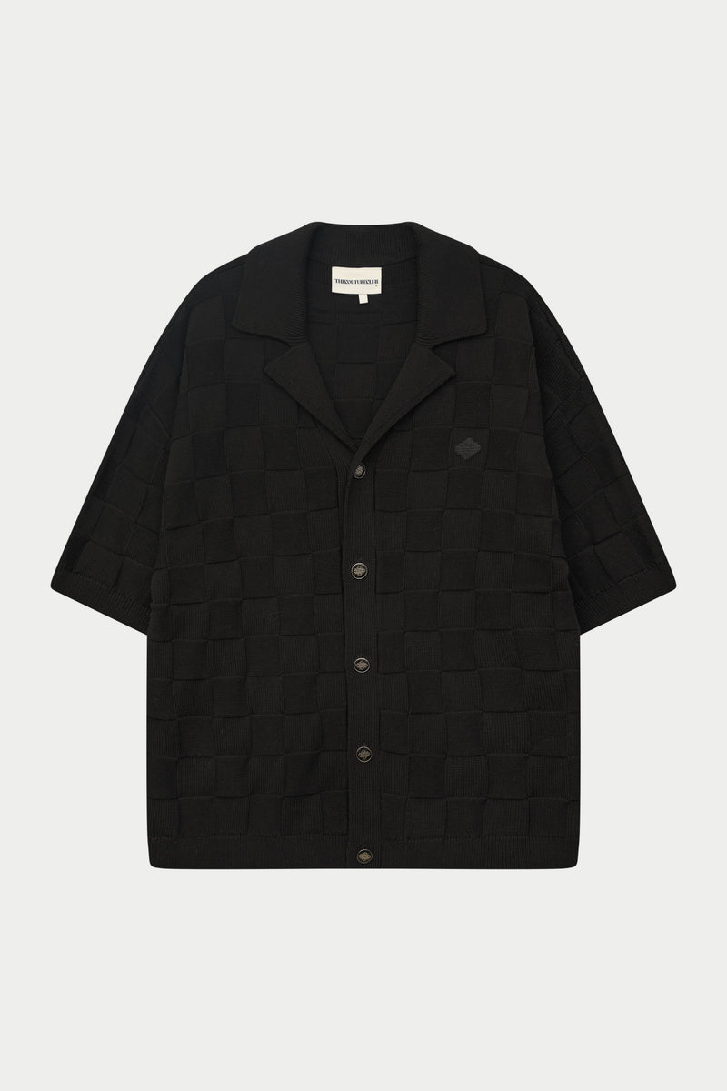 CHECKERBOARD KNITTED SHIRT - BLACK – The Couture Club