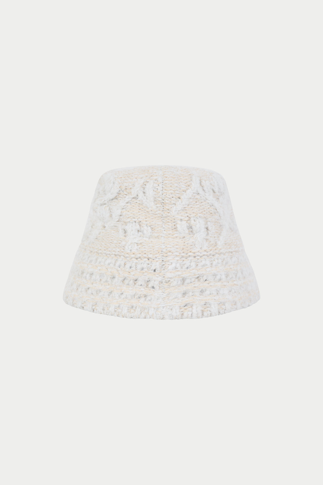 KNITTED EMBLEM BUCKET HAT - BEIGE – The Couture Club