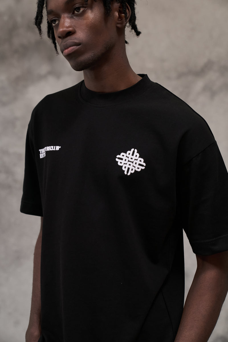 BLURRED GRAPHIC EMBLEM T-SHIRT - BLACK – The Couture Club