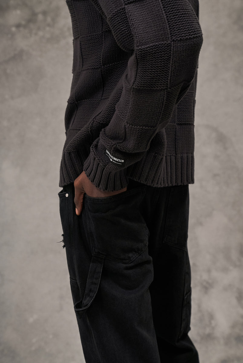 DENIM RIVET DETAIL CARPENTER JEANS - BLACK WASH – The Couture Club