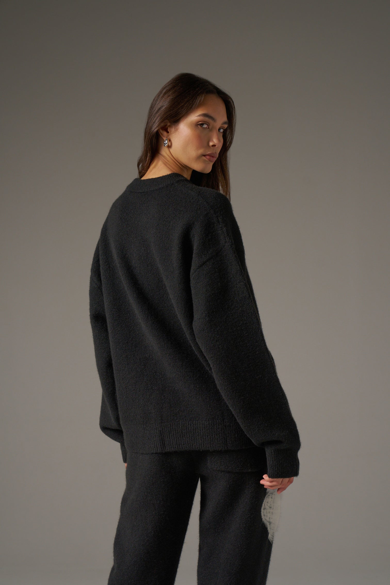 MONOGRAM FLUFFY KNIT CREW - BLACK – The Couture Club