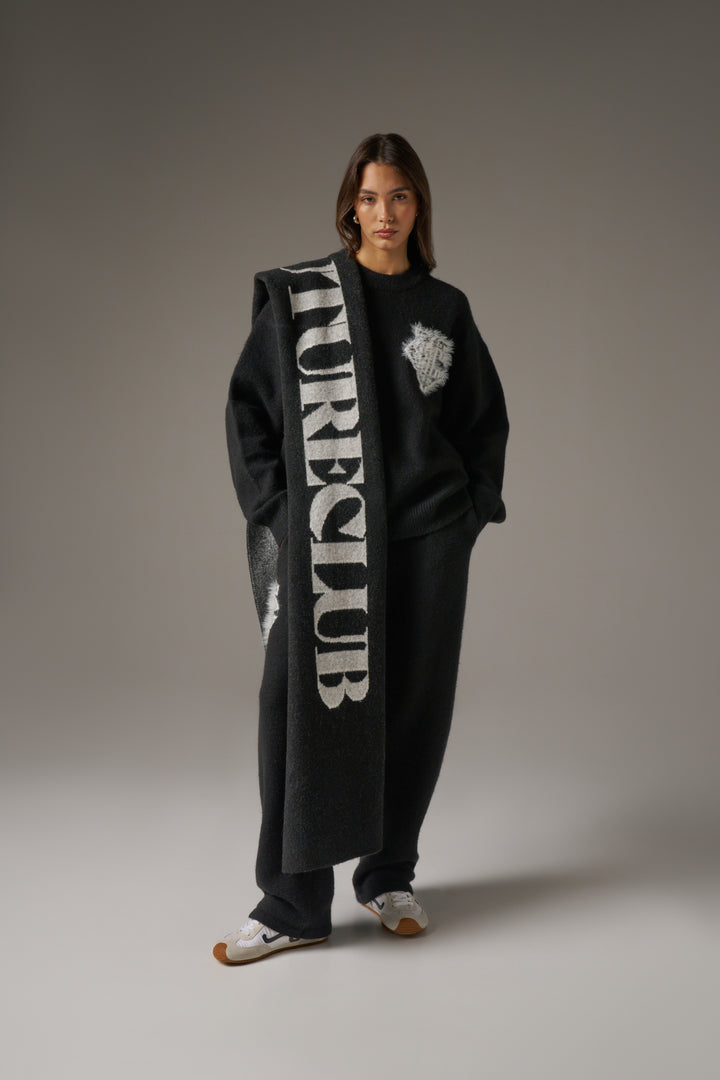 MONOGRAM FLUFFY KNIT CREW - BLACK – The Couture Club