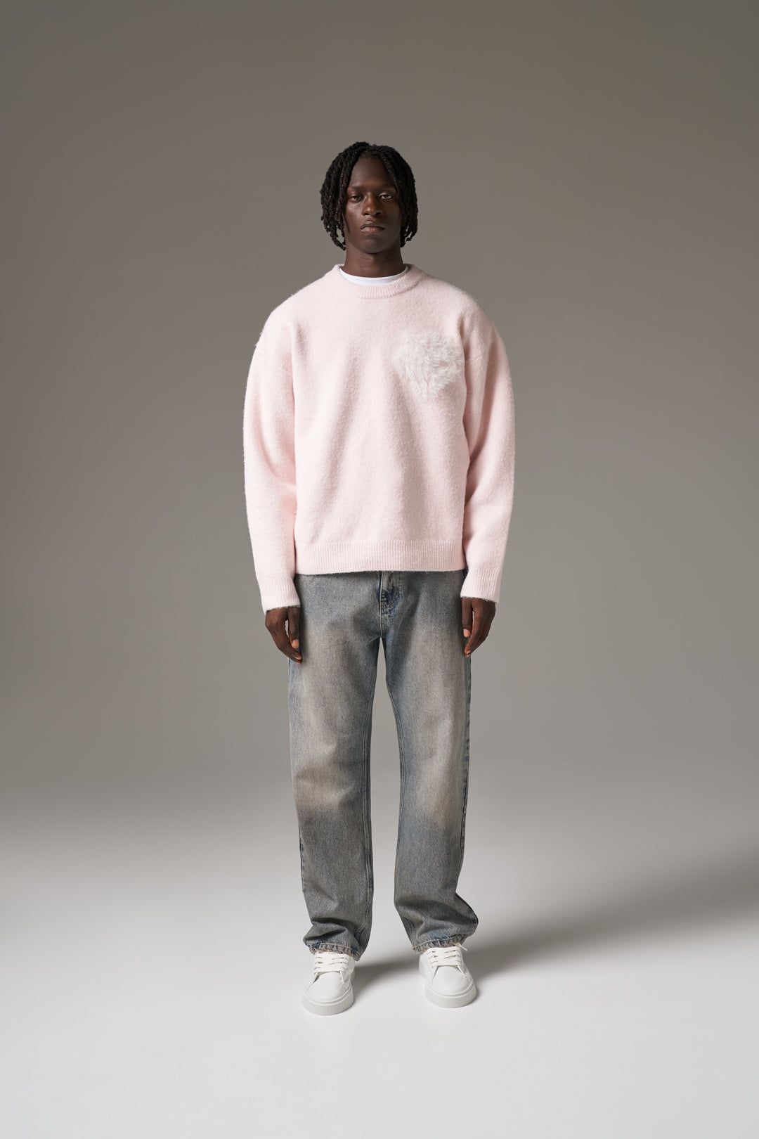 MONOGRAM FLUFFY KNIT CREW - PINK – The Couture Club