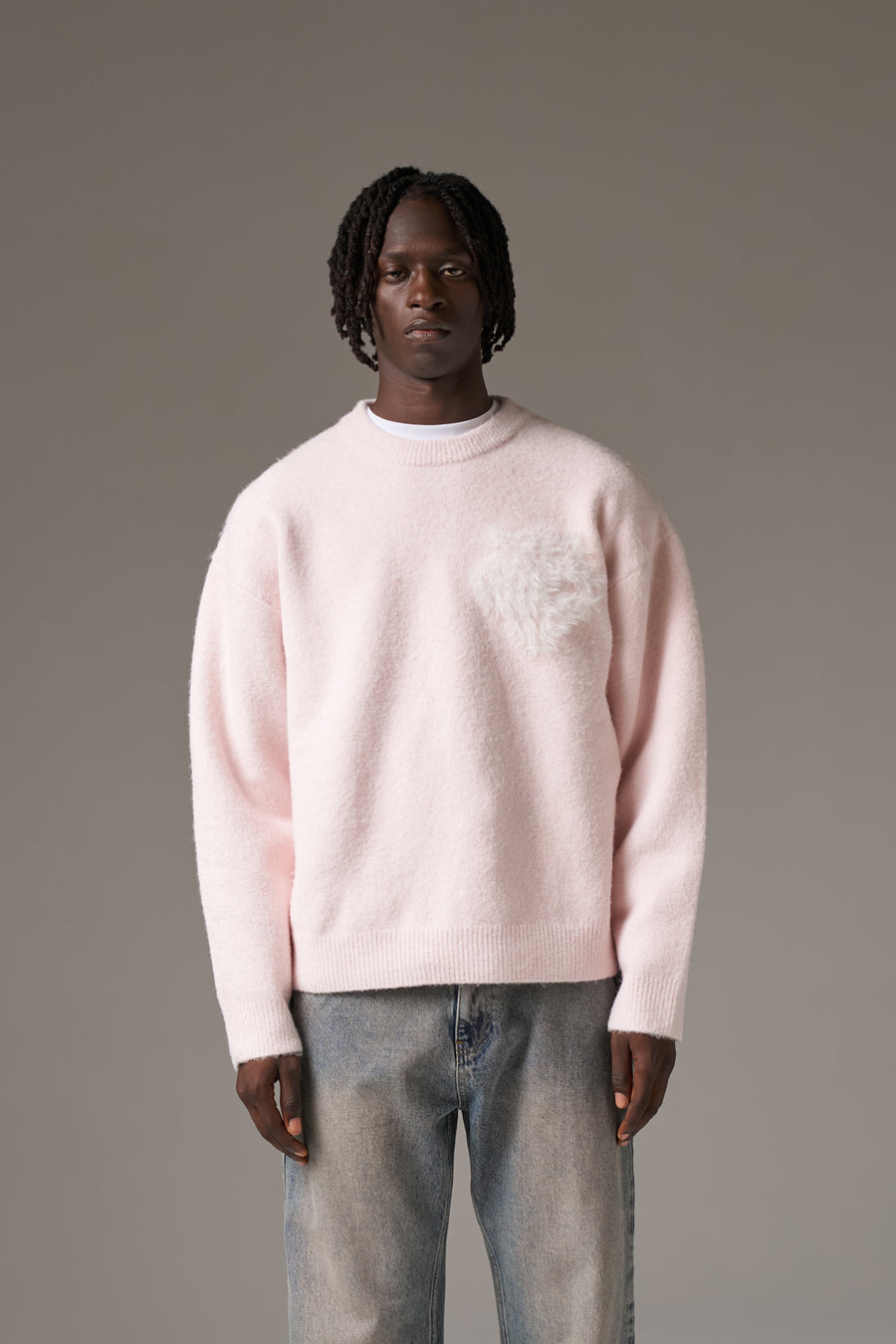 MONOGRAM FLUFFY KNIT CREW - PINK – The Couture Club