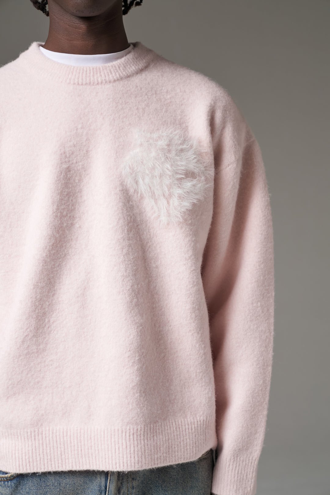 MONOGRAM FLUFFY KNIT CREW - PINK – The Couture Club