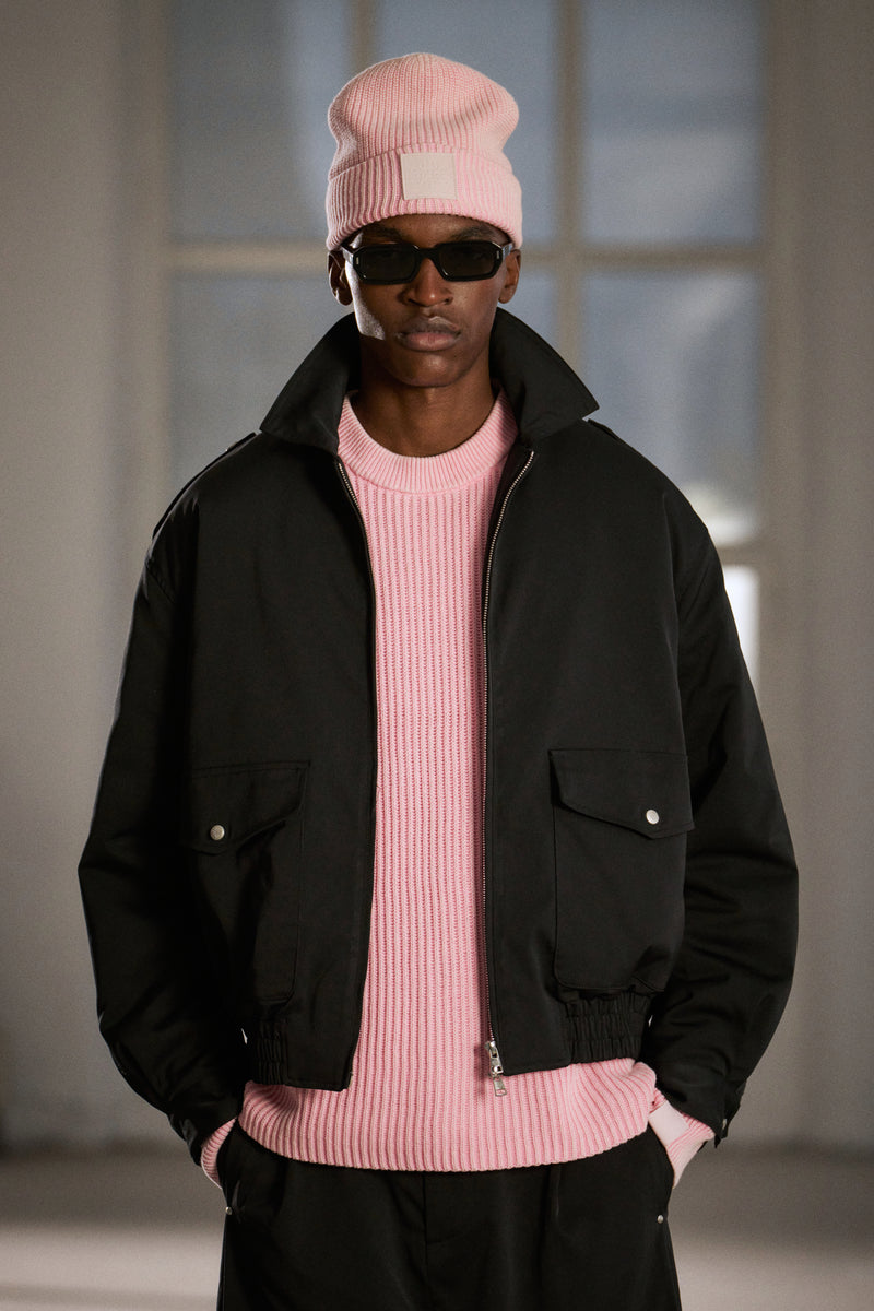 PADDED SMART FLIGHT BOMBER JACKET - BLACK – The Couture Club