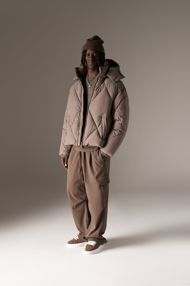 DIAMOND QUILTED PUFFER COAT - CHARCOAL – The Couture Club