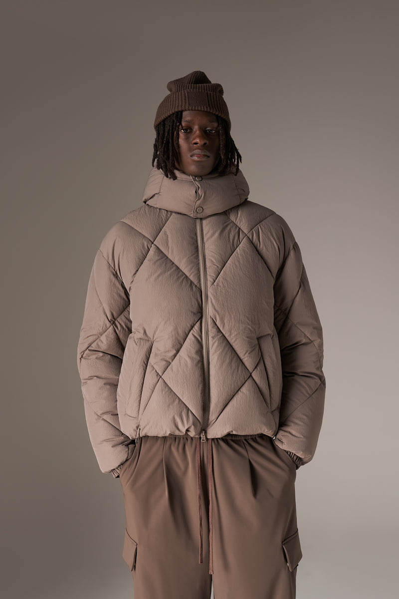 DIAMOND QUILTED PUFFER COAT - CHARCOAL – The Couture Club