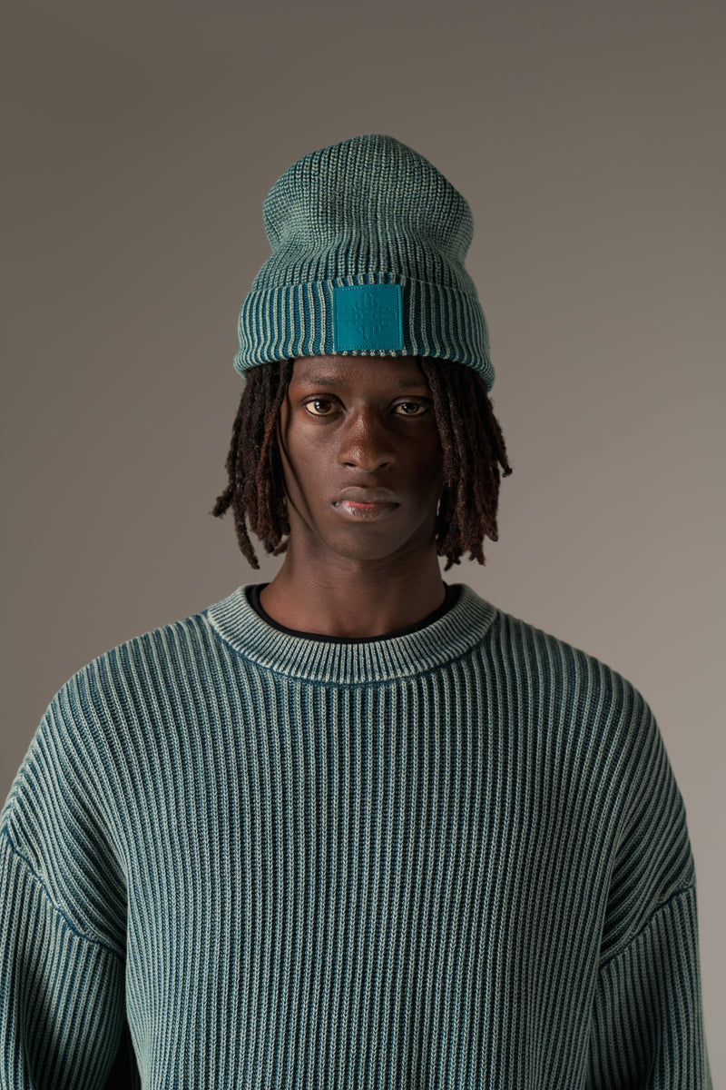 WASHED RIBBED BEANIE - TEAL – The Couture Club