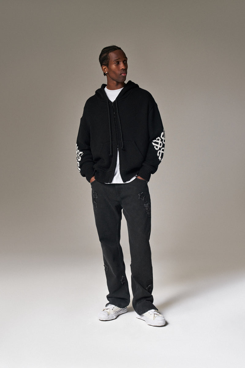 STAR APPLIQUE DENIM JEANS - WASHED BLACK – The Couture Club